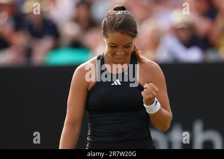 Alize Cornet celebrates her win in her match against Serena Williams on ...