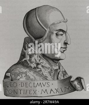 A 15th Century engraving of Pope Leo I, also known as leo the Great ...