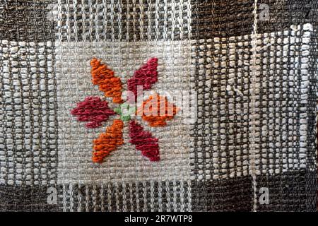 Ornament of traditional textile and wool garments on the island of ...