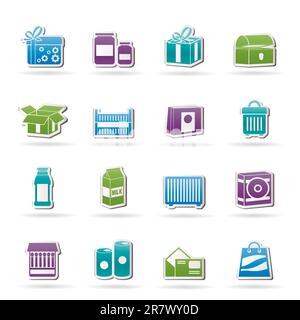 different kind of package icons - vector icon set Stock Vector Image ...