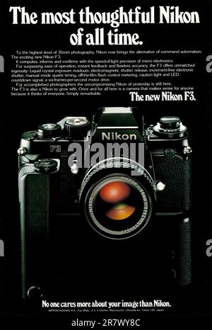 Nikon F3 advert in a magazine 1982 Stock Photo - Alamy