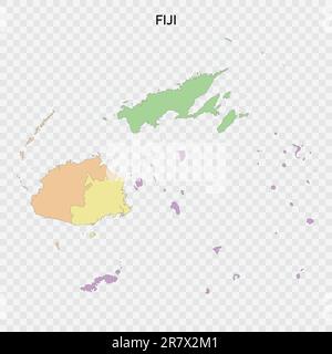 Map of Fiji with regions. Just a simple country border map with region ...