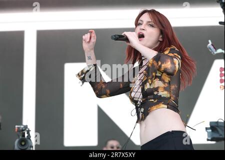Muna lead singer Katie Gavin performs during Day 2 of the 2023 Bonnaroo ...
