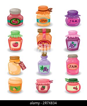 Cartoon raspberry jam jar illustration Stock Vector Image & Art - Alamy