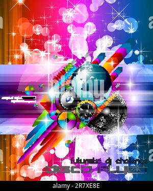 Rainbow Disco Background with speaker and stars Stock Vector Image ...