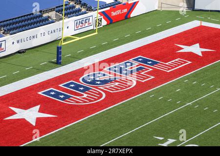 CANTON, OH - JUNE 17: A general view of Tom Benson Hall of Fame Stadium ...