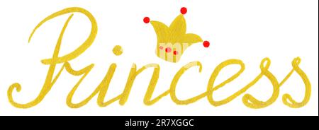 Princess crown gold golden word typographic lettering isolated Stock ...