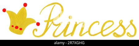 Princess crown gold golden word typographic lettering isolated Stock ...