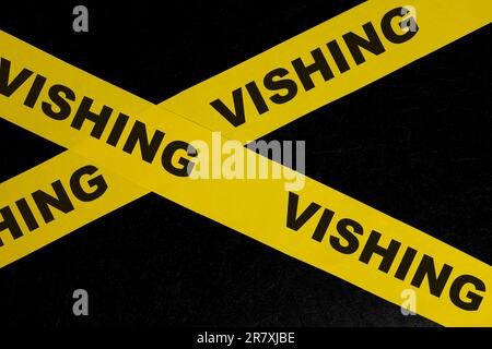 Phishing scam alert, caution and warning concept. Yellow barricade tape ...
