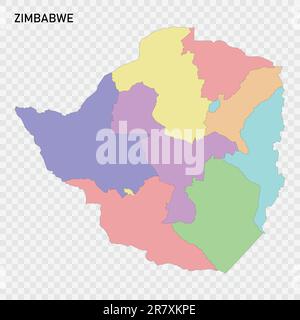 Map of Zimbabwe with regions. Just a simple country border map with ...