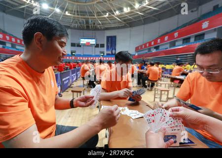 Huaian, China. 18th June, 2023. Players compete in the final of the ...