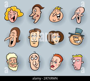 cartoon illustration of funny comics faces and expressions concept ...