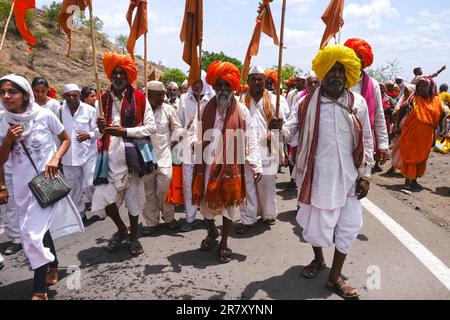 Pune, India 14 July 2023, cheerful Pilgrims at Palkhi, During ...
