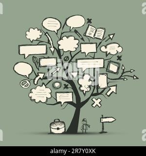 Sketch of tree with arrows and frames for your design Stock Vector ...