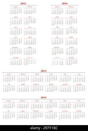 2014 year calendar, vector illustration Stock Vector Image & Art - Alamy