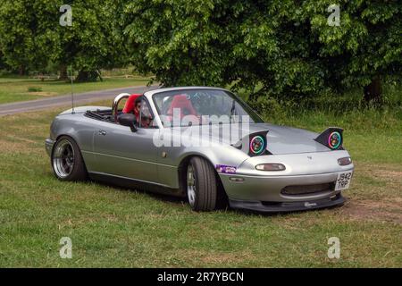 1992 90s nineties Silver Custom modified Mazda Mx-5 with multi-coloured ...