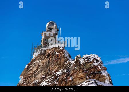 Aerial panorama view of the Sphinx Observatory on Jungfraujoch - Top of ...