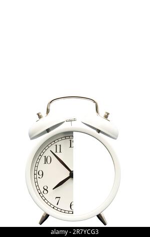 vintage alarm clock with half face with inside a space nebula Stock ...