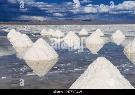 Salt pyramids, extraction, production, salt works, Salar de Uyuni salt ...