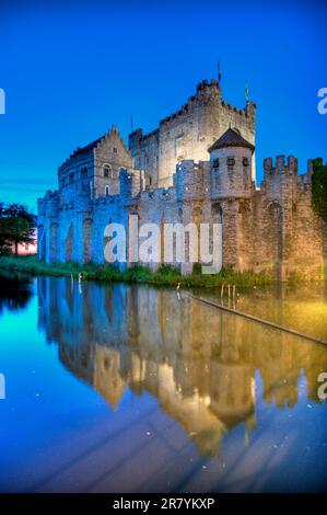 Gravensteen Castle, moated castle, Grafenstein, Ghent, Belgium Stock ...