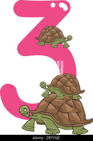 Cartoon turtle animal character with math shape. Kindergarten child ...