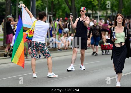 Vienna, Austria. June 17, 2023. Rainbow Parade on Vienna's Ringstrasse ...