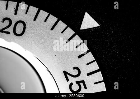 monochrome close-up of an analog laboratory timer set to 14 Stock Photo ...