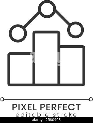 Business statistical data pixel perfect white linear icon for dark theme Stock Vector Image ...