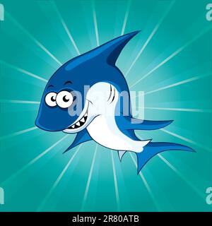 Laughing shark character. Funny animal with sharp teeth Stock Vector ...
