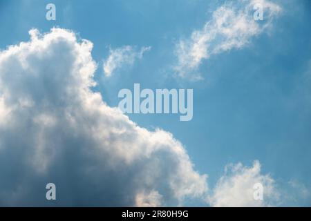 Scattered cloud clusters in a blue sky, blue sky background with white ...
