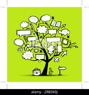 Sketch of tree with arrows and frames for your design Stock Vector ...