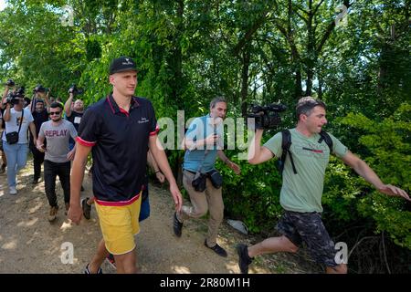 Denver Nuggets star Nikola Jokic watches a harness race at the ...