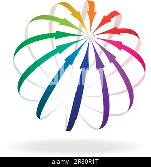 illustration of colorful arrows pointing to one target Stock Vector ...