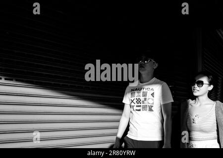 Seattle, USA. 21 May, 2022. Stylish women reflected in a mirror on 3rd ...
