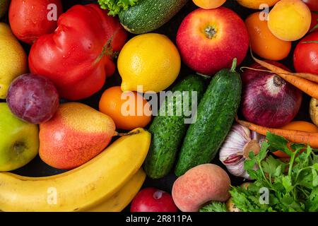 Assortment of fresh summer fruits and vegetable snacks for a picnic ...