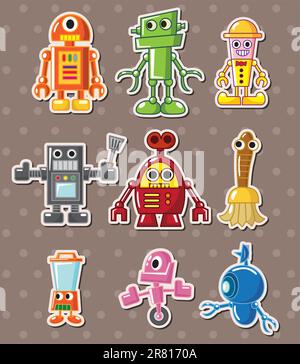 Retro cartoon computer sticker set Vector illustration Stock Vector ...