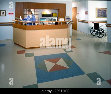 Architectural interior, hospital nursing, reception area station Stock ...
