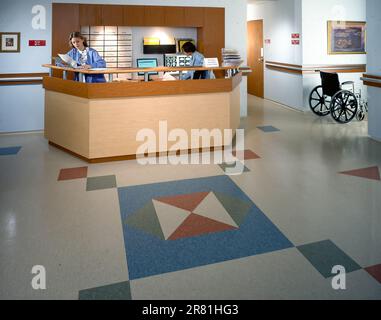 Architectural interior, hospital nursing, reception area station Stock ...