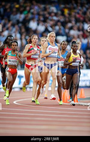 Lynsey Sharp participating in the 800 meter at the World Athletics ...
