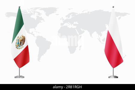 Poland and Mexico flags for official meeting against background of ...