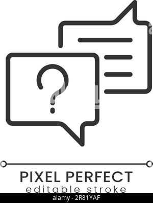 Asking question pixel perfect linear icon Stock Vector Image & Art - Alamy