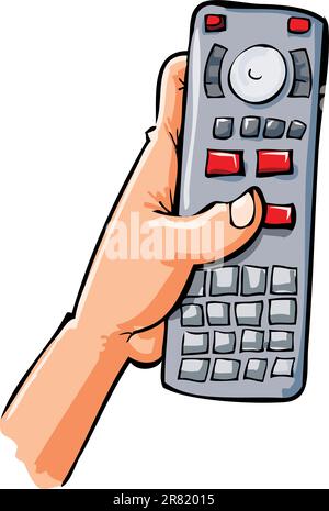 Illustration with TV and hand holding remote control. Important ...