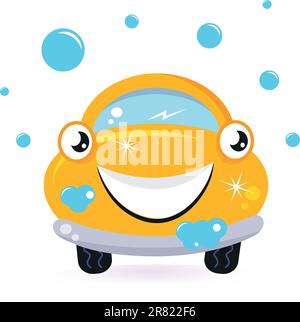 Yellow car wash cartoon. vector illustration Stock Vector Image & Art ...