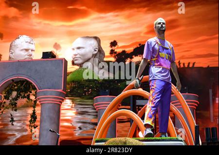 Tucker Halpern from Sofi Tukker performs during Day 3 of the 2023 ...