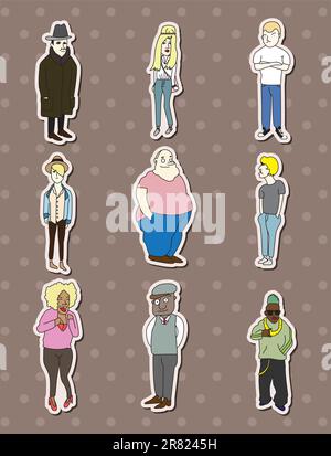 Cartoon Fat people stickers Stock Vector Image & Art - Alamy