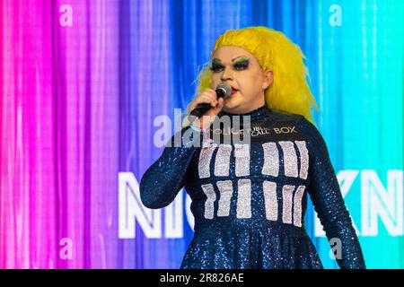 Nicki Knockers Pride Cymru Stage and grounds 2023 Cardiff Stock Photo ...