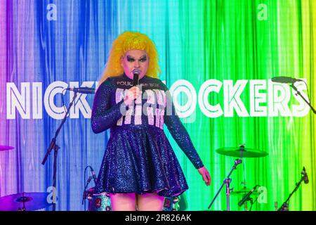 Nicki Knockers Pride Cymru Stage and grounds 2023 Cardiff Stock Photo ...