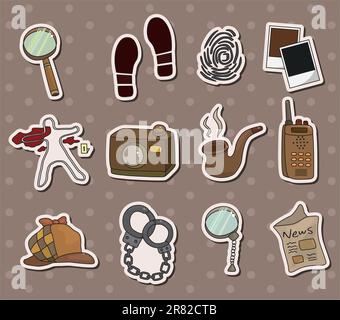 Cartoon detective equipment stickers Stock Vector Image & Art - Alamy