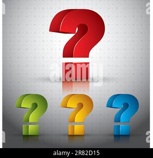 Large question mark, set of red and black symbols on white background ...