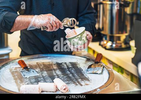 Making Rolled Ice Cream, Roll-Up Stock Photo - Alamy